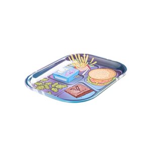 Stylish Metal Tray 7" V. Syndicate, Elegant & Sleek Color Finish with Smooth Rounded Edges, Decorative Tray Beautiful Art Lightweight, (Small, Munch Time)