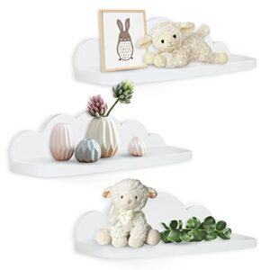 veluckin small floating shelves mini cloud shelves hanging display wall shelf for bathroom livingroom bedroom,3 pack,with 2 types of installation,white