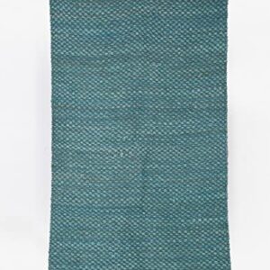 Durrie India Area Rugs for Bedroom Living Room Rug Durrie 6' x 4' Ft Handmade Boho Braided Jute & Cotton Area Rug - Blue