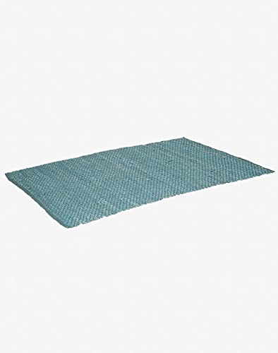 Durrie India Area Rugs for Bedroom Living Room Rug Durrie 6' x 4' Ft Handmade Boho Braided Jute & Cotton Area Rug - Blue