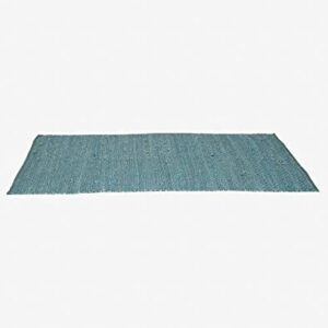 Durrie India Area Rugs for Bedroom Living Room Rug Durrie 6' x 4' Ft Handmade Boho Braided Jute & Cotton Area Rug - Blue