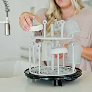 The First Years Spin Stack Bottle Drying Rack — Black — 2-Tier Rotating Countertop Drying Rack for Up to 16 Bottles — Baby Essentials for Everyday Use