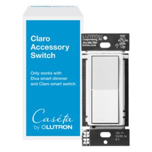 lutron claro smart accessory switch, only for use with diva smart dimmer switch/claro smart switch | dvrf-as-wh | white