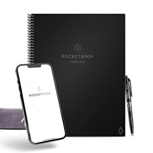 Rocketbook Fusion Plus Smart Notebook and Planner - 60 Reusable Notebook Pages, 11 Page Styles - Manage Projects & 1 Microfiber Cloth - 30 Sheets - Letter Size, Black & Smart Notebook Accessory Kit