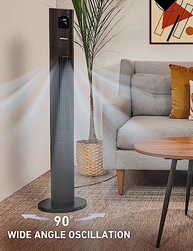 HOLMES STACK-N-CONNECT 45" Digital Tower Fan, ClearRead Display, Bonus Storage Bag, 90° Oscillation, 4 Speeds, 4 Modes, 8-Hour Timer, Home, Ideal for Bedroom or Office, Remote Control, Matte Black