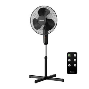 holmes 16" digital stand fan, 80° oscillation, 3 speeds, 3 modes, 7.5 hour timer, adjustable height, 30° adjustable head tilt, ideal for home, bedroom or office, remote control, black