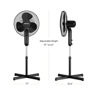 HOLMES 16" Digital Stand Fan, 80° Oscillation, 3 Speeds, 3 Modes, 7.5 Hour Timer, Adjustable Height, 30° Adjustable Head Tilt, Ideal for Home, Bedroom or Office, Remote Control, Black