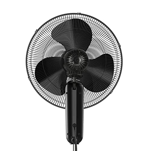 HOLMES 16" Digital Stand Fan, 80° Oscillation, 3 Speeds, 3 Modes, 7.5 Hour Timer, Adjustable Height, 30° Adjustable Head Tilt, Ideal for Home, Bedroom or Office, Remote Control, Black