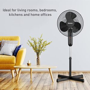 HOLMES 16" Digital Stand Fan, 80° Oscillation, 3 Speeds, 3 Modes, 7.5 Hour Timer, Adjustable Height, 30° Adjustable Head Tilt, Ideal for Home, Bedroom or Office, Remote Control, Black