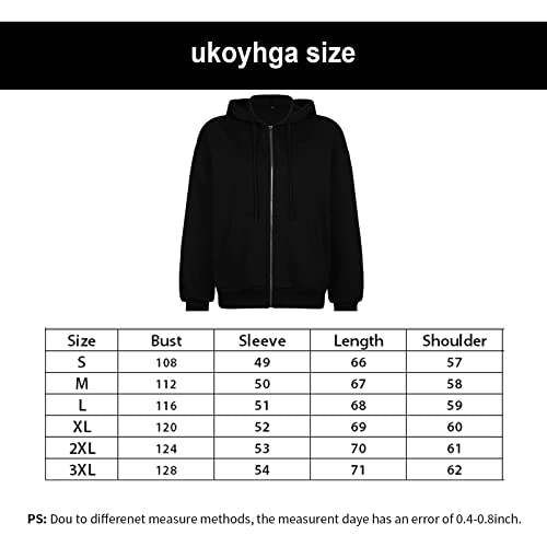 ukoyhga Star Letter Print Hoodie Men Retro Zip Up Long Sleeve Loose Jacket Coats Harajuku Casual Gothic Hooded Sweatshirt Y2K Streetwear