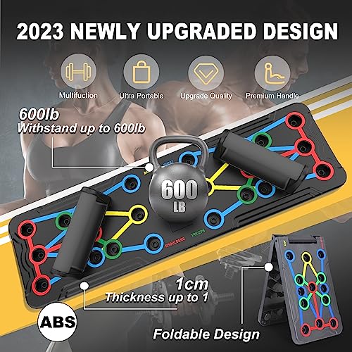 Berleng Push Up Board, Foldable Pushup Fitness Stand for Portable Strength Training. Rugged, Stable Equipment for Home Gym Workout for Men & Women, Gift for Boyfriend