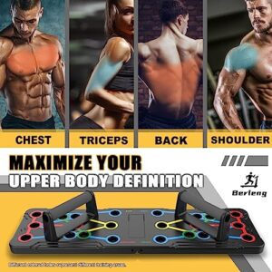 Berleng Push Up Board, Foldable Pushup Fitness Stand for Portable Strength Training. Rugged, Stable Equipment for Home Gym Workout for Men & Women, Gift for Boyfriend