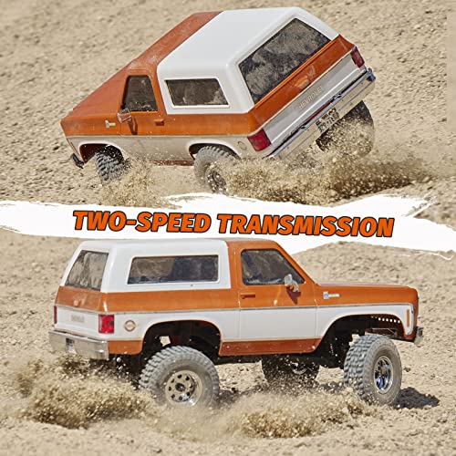 WOWRC FMS 1/24 RC Crawler FCX24 Chevy K5 Blazer Officially Licensed, Mini RC Car Pick Up Truck & SUV 2 in 1, 4WD 8km/h 2 Speeds Switch, 2.4GHz 3CH Off-Road RC Model with LED Lights for Adults, Orange