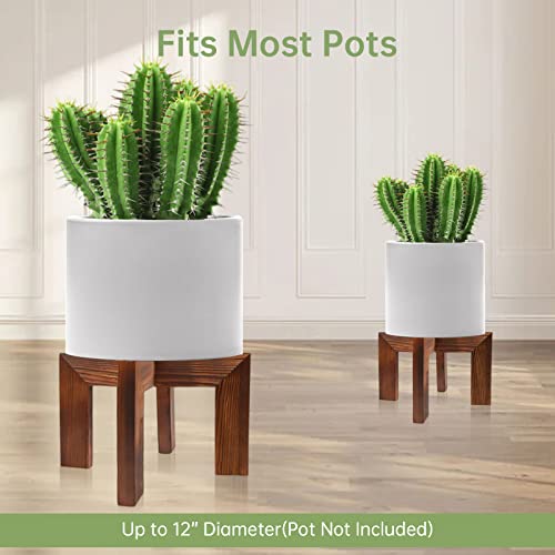 hismocal 2 Pack Wood Plant Stand Indoor Holders for Plants,Sturdy Flower Pot Stands Plants Shelf,Wooden Stool for Patio Plant Stand, Fit 5-18 Inch Variety Flower Pots,Easily Assemble