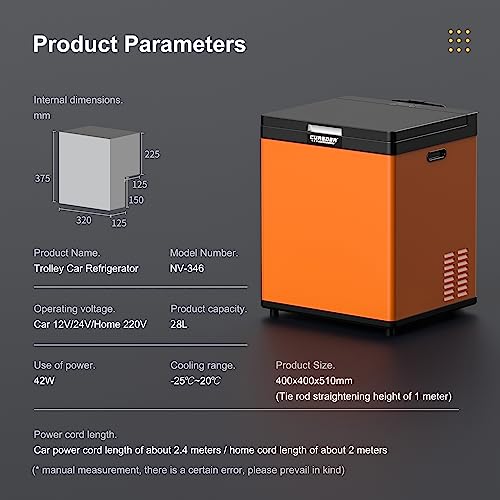 cureder 12 Volt Refrigerator 30 Quart 12 Volt Fridge (-13℉~50℉) 28L Car Freezer With Compressor 110-240V AC, Portable Refrigerator Freezer Fridge Cooler For Car, RV, Camping, Travel, Outdoor Use