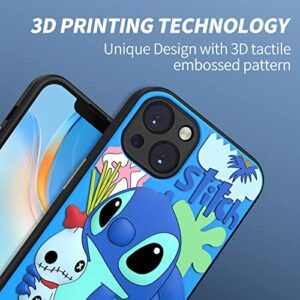 DZHAXIE Cute Cases for iPhone 13 Mini, 3D Cute Cartoon Blue Silicone Fun Unique Kawaii Cool Shockproof TPU Bumper Protective Case for Boys Girls Kids Gifts Cover Housing for iPhone 13 Mini 5.4"