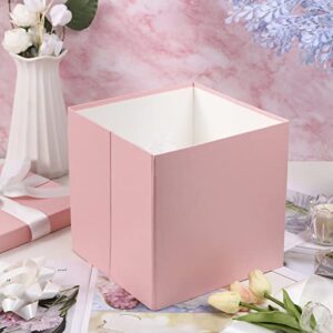 RUSPEPA Medium Birthday Gift Box with Lids, Ribbon and Tissue Paper, Collapsible Gift Box - 1 Pcs, 10x10x10 Inches, Pink