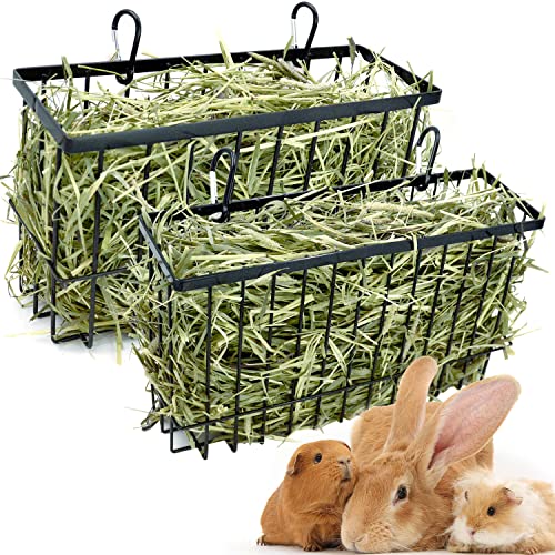 2PCS Rabbit Hay Feeder,Bunny Hay Feeder Rack with Metal Frame for Guinea Pig Chinchilla,Large Heavy-Duty Hay Holder Feeders for Rabbits Guinea Pigs, Small Animal Cage Accessories