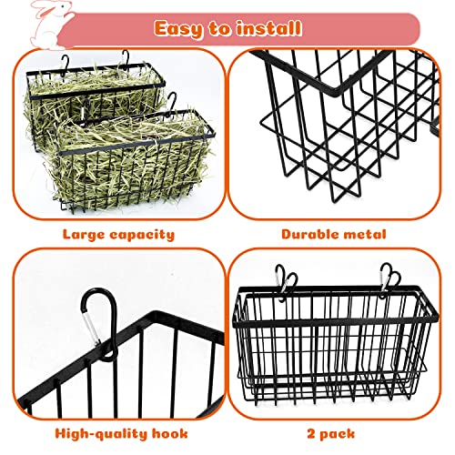 2PCS Rabbit Hay Feeder,Bunny Hay Feeder Rack with Metal Frame for Guinea Pig Chinchilla,Large Heavy-Duty Hay Holder Feeders for Rabbits Guinea Pigs, Small Animal Cage Accessories