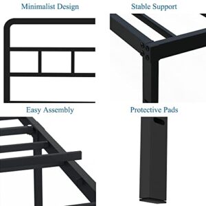 DiaOutro 14 Inch Queen Bed Frame with Headboard No Box Spring Needed and Non Slip Mattress Gaskets, Queen Size Platform with Steel Slat, Mattress Foundation, Easy Assembly, Noise Free, Black