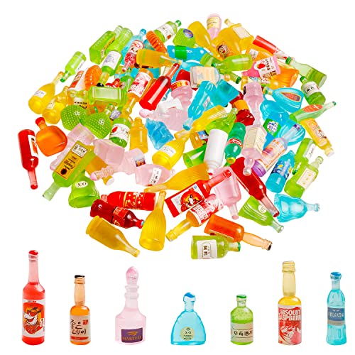 100PCS Dollhouse Miniature Drink Bottle Miniature Bottles Wine Bottles Mini House Decoration