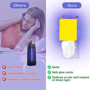 Flying Insect Trap Plug in, Indoor Electric Fly Insect Trap Gnat Killer for House Home, Catch Fruit Flies, Mosquitoes, Gnats, Moths & Other Insects with UV Light and 10 Pcs Sticky Pads, 2 Pack