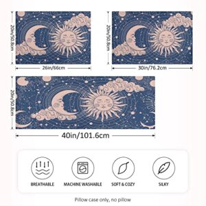 Boho Moon Sun Pillow Covers Silk Pillowcase for Hair and Skin Soft and Smooth Cooling Satin Pillowcase Standard Size Pillow Case for Hot Sleepers, Night Sweats Women Bed (20x26 Inch)