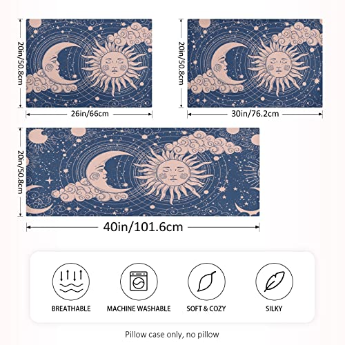 Boho Moon Sun Pillow Covers Silk Pillowcase for Hair and Skin Soft and Smooth Cooling Satin Pillowcase Standard Size Pillow Case for Hot Sleepers, Night Sweats Women Bed (20x26 Inch)