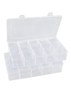 tnqhuq plastic organizer box craft box bead organizer tackle box organizer 2 pack 15 large grids clear craft storage box snackle box container washi tape organizer