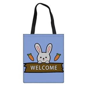 costaric canvas tote bag for women butterfly sunflower print bags for woman beach bag, reusable grocery bags,easter bunny