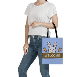 Costaric Canvas Tote Bag for Women butterfly Sunflower Print Bags for woman Beach Bag, Reusable Grocery Bags,Easter Bunny