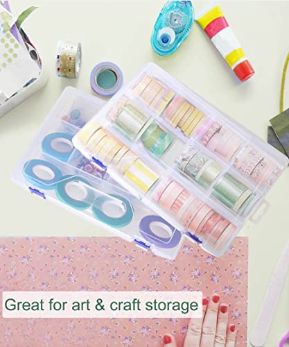 Uxwuy Plastic Organizer Box Craft Storage 10 Grids Box 2 Pack Compartment Organizer Box with Dividers Snackle Box Container Thread Organizer