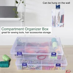 Uxwuy Plastic Organizer Box Craft Storage 10 Grids Box 2 Pack Compartment Organizer Box with Dividers Snackle Box Container Thread Organizer