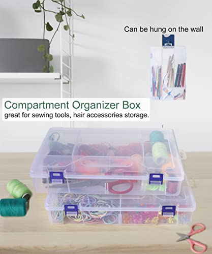 Uxwuy Plastic Organizer Box Craft Storage 10 Grids Box 2 Pack Compartment Organizer Box with Dividers Snackle Box Container Thread Organizer