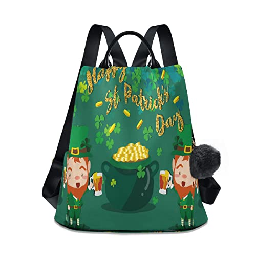 ALAZA Happy Saint Patrick's Day Clover Leaf Women Backpack Anti-theft Handbag Purse Travel Bag Fashion Shoulder Bags