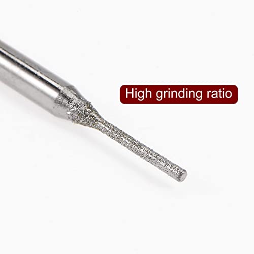 HARFINGTON 30pcs Diamond Grinding Burrs Carving Bits 1mm Cylindrical Head Mounted Point 1/8 Shank for Rotary Tool