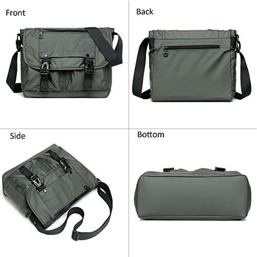 Messenger Bag for Men, Classic Water-Resistant Crossbody Shoulder Bag Medium Size Military Green