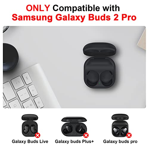 𝒍𝒆𝑸𝒖𝒊𝒗𝒆𝒏 Wireless Charging Case for Samsung Galaxy Buds2 Pro, Replacement Charger Case for Galaxy Buds 2 Pro with Bluetooth Pairing, Support Wireless/Wired Charging (Not Include Earbuds)