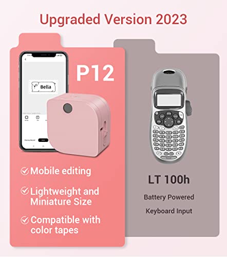 Phomemo Label Makers - Label Maker Machine with Tape P12, Bluetooth Label Maker for Home Organization, Mini Label Printer with Tape 12mm x 4m, Sticker Maker Support Color Printing and Font, with Label