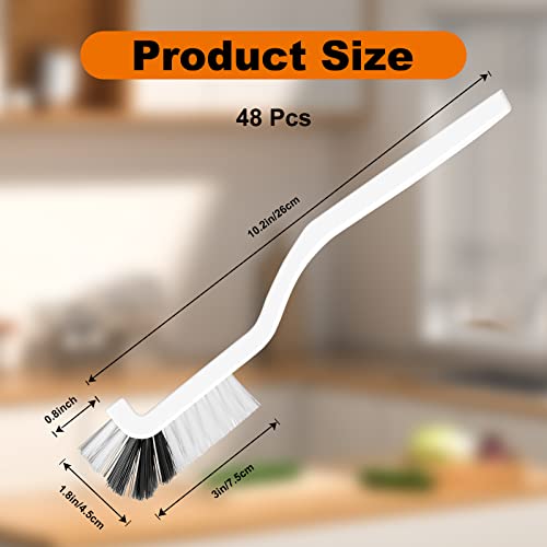 48 Pcs Kitchen Scrub Brush Bulk Sink Bathroom Cleaning Brush Right Angle Mini Grout Brush Plastic Edge Corner Dish Brush for Household Bottle Tile Lines Window Track Crevice with Stiff Bristle