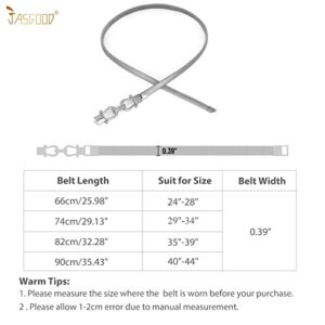 JASGOOD Skinny Metal Waist Belt for Dress Fashion Silver Waistband Elastic Metal Chain Belt, B-Silver, Fit Waist 35”-39”