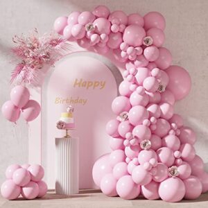 rubfac 87pcs pastel pink balloons different sizes 18 12 10 5 inches for garland arch, premium pink latex balloons for girl birthday party wedding baby shower bridal shower decorations