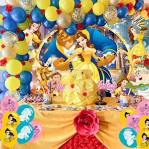 Beauty and The Beast Backdrop Birthday Banner for Princess Belle Birthday Party Supplies Princess Belle Photograph Background Photo Booth 5x3ft