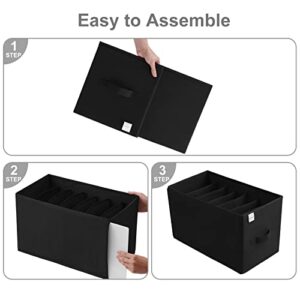 Coorganisers 2 PCS Sweater Wardrobe Clothes Organizer,Washable Clothes Organizer for Folded Clothes with PP Board Handle,7 Grids Closet Organizers and Storage Box for Jeans,Pants,Sweater,Jacket