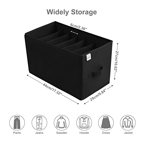 Coorganisers 2 PCS Sweater Wardrobe Clothes Organizer,Washable Clothes Organizer for Folded Clothes with PP Board Handle,7 Grids Closet Organizers and Storage Box for Jeans,Pants,Sweater,Jacket