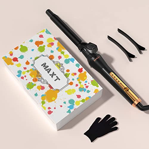 MAXT Curling Irons Waver Curling Wand Ceramic Tourmaline Hair Curler Dual Voltage Curlers Long Lasting Curls & Waves Hair Wand with 5 Heat Settings Glove Clips Include (3/4 Inch)