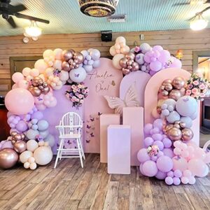 RUBFAC 87pcs Pastel Purple Balloons Different Sizes 18 12 10 5 Inches for Garland Arch, Premium Purple Latex Balloons for Birthday Party Wedding Baby Shower Bridal Shower Decorations