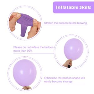 RUBFAC 87pcs Pastel Purple Balloons Different Sizes 18 12 10 5 Inches for Garland Arch, Premium Purple Latex Balloons for Birthday Party Wedding Baby Shower Bridal Shower Decorations