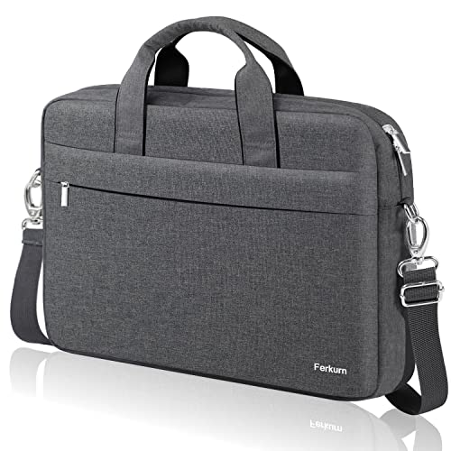 Ferkurn Laptop Bag Case 17 17.3 Inch Women Men Computer Bag for HP Envy Pavilion Omen/LG Gram/MSI/Dell Inspiron XPS/Lenovo Thinkpad/ASUS/Acer, Shoulder Strap Carrying Briefcase Messenger Bag, Gray