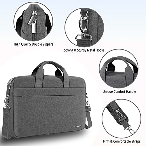 Ferkurn Laptop Bag Case 17 17.3 Inch Women Men Computer Bag for HP Envy Pavilion Omen/LG Gram/MSI/Dell Inspiron XPS/Lenovo Thinkpad/ASUS/Acer, Shoulder Strap Carrying Briefcase Messenger Bag, Gray